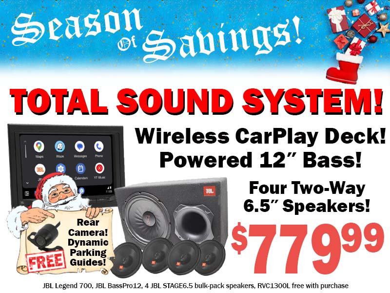 JBL Legend700 deck, powered JBL 12” bass box, four JBL 6.5” speakers ...